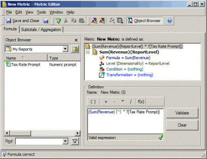 Adding prompts in the Metric Editor