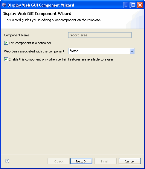 Display Web GUI Component Wizard (Edit)