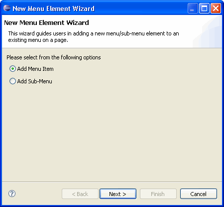 New Menu Element Wizard