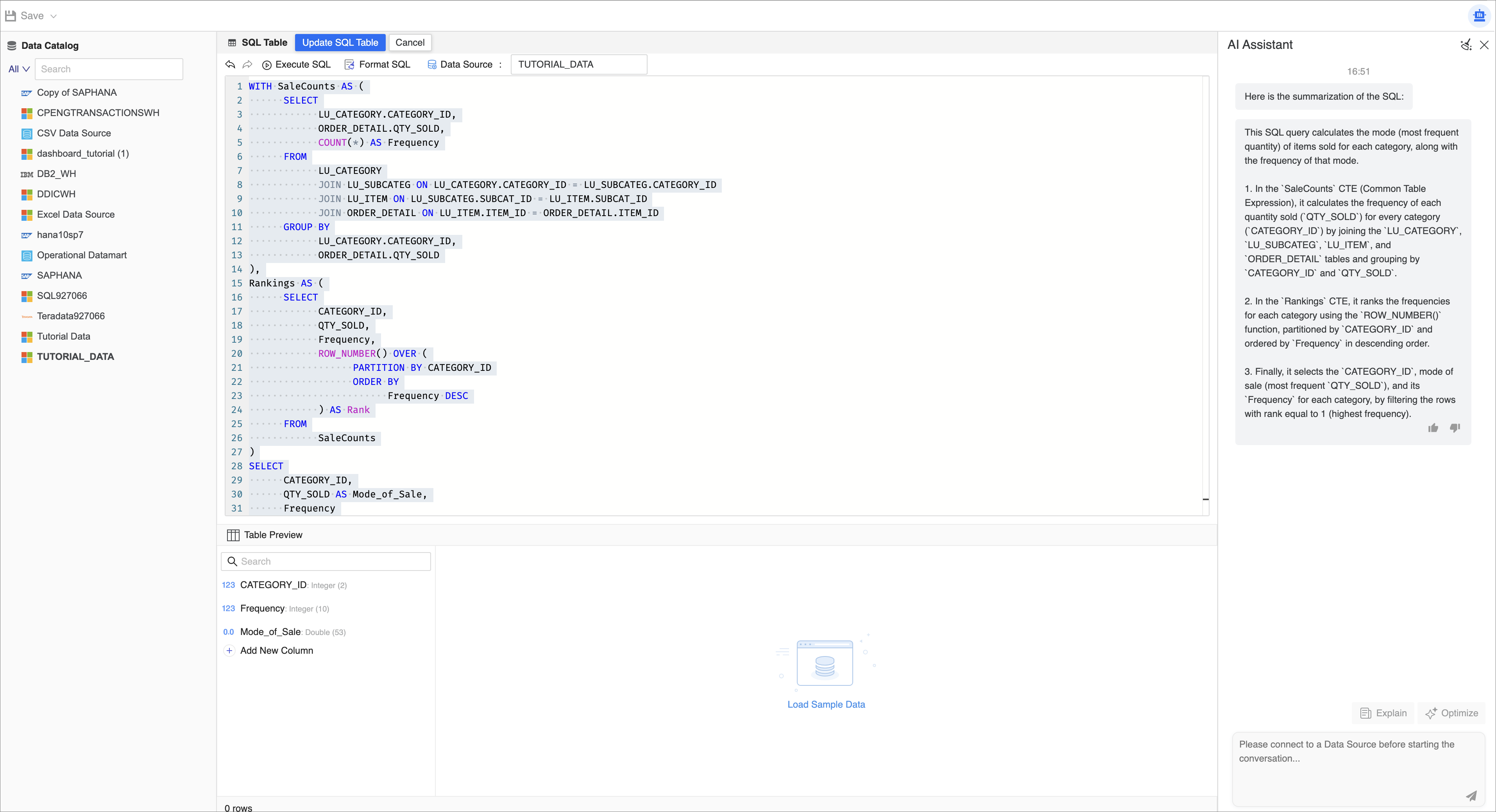 Utilice Auto SQL para crear tablas SQL de formato libre