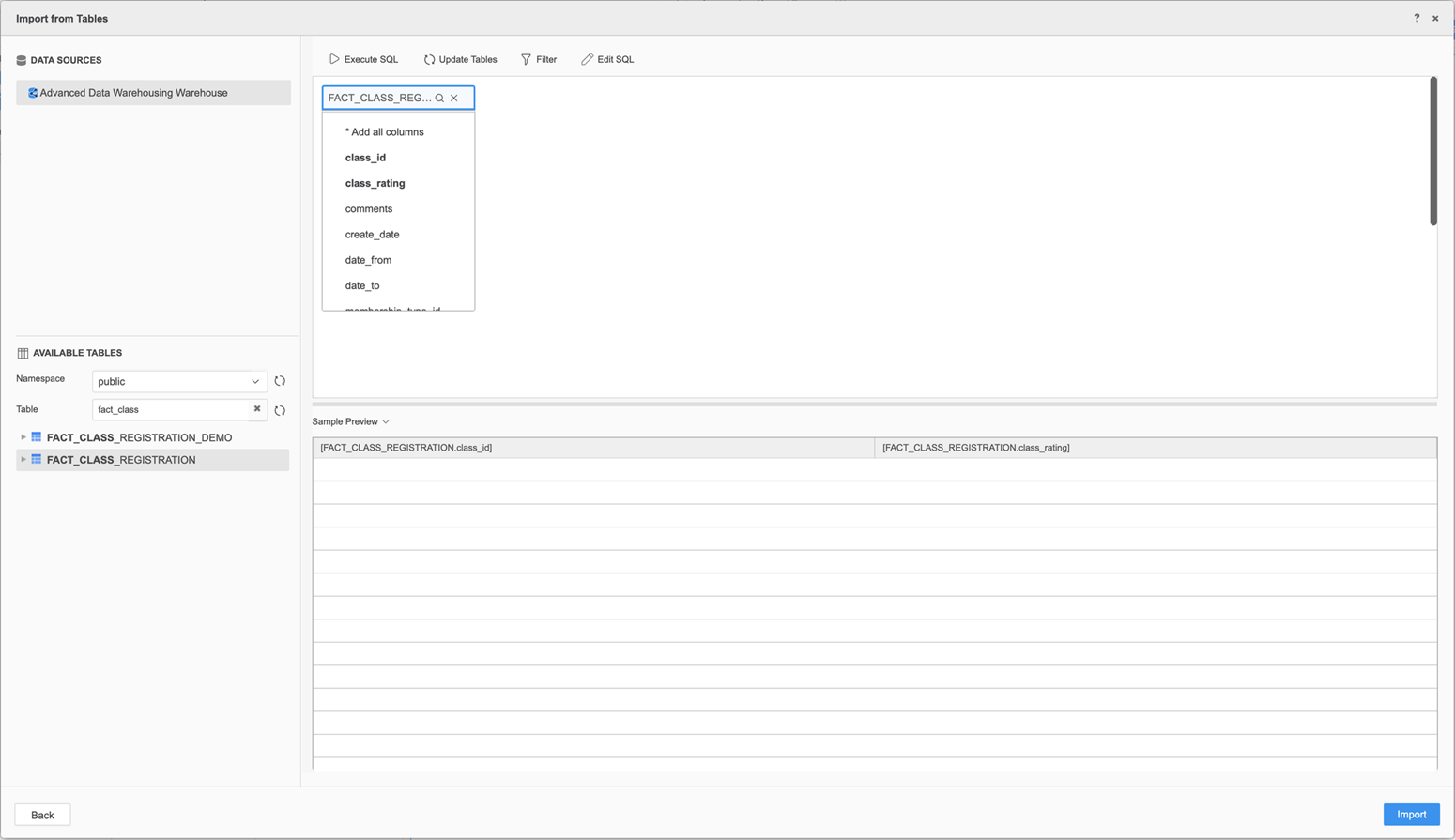 Importare dati da un database creando una query