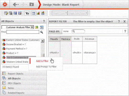 Reports: Adding a filter to a report