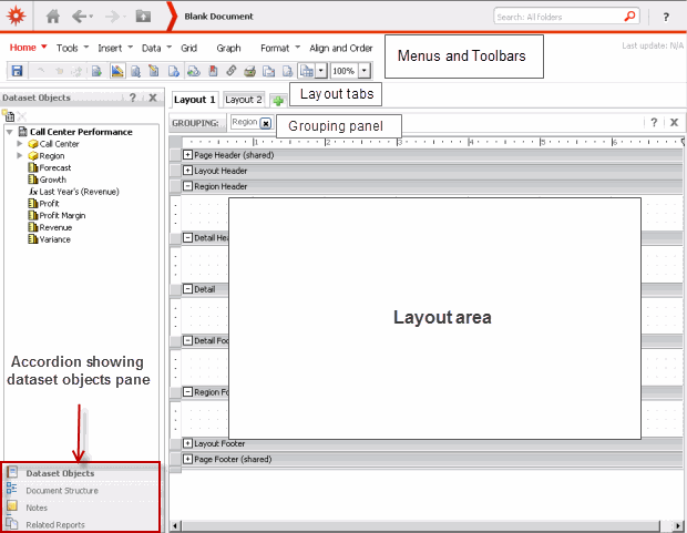 Document Editor Layout in MicroStrategy Web
