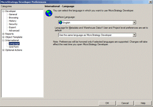 Selecting Preferred Languages for Interfaces, Reports, and Objects