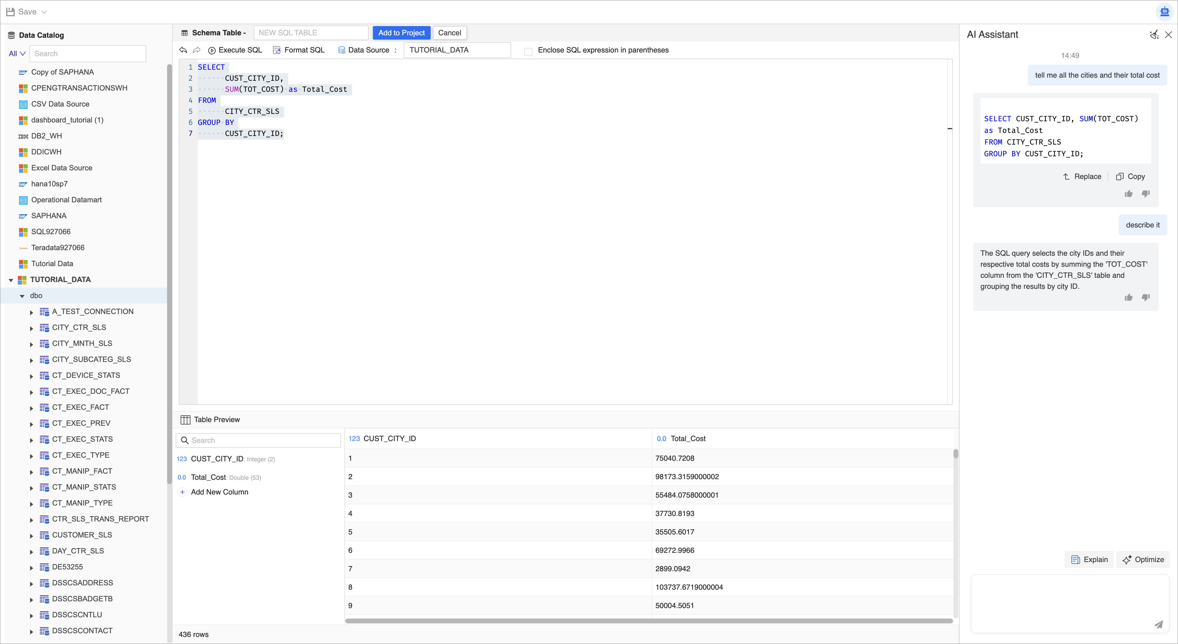 Vorschaufunktion: Verwenden von künstlicher Intelligenz (KI) beim Erstellen von Freeform-SQL ...