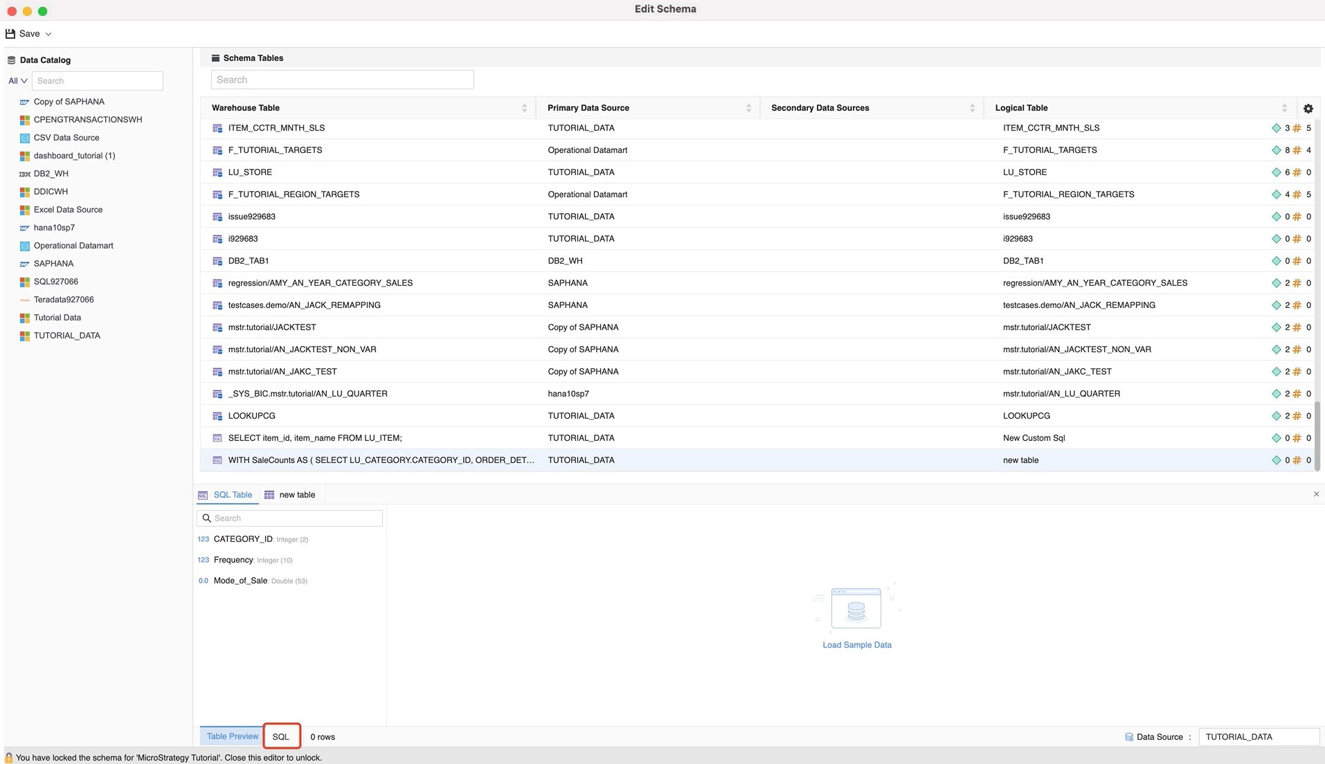 Comprendre les tables Freeform SQL